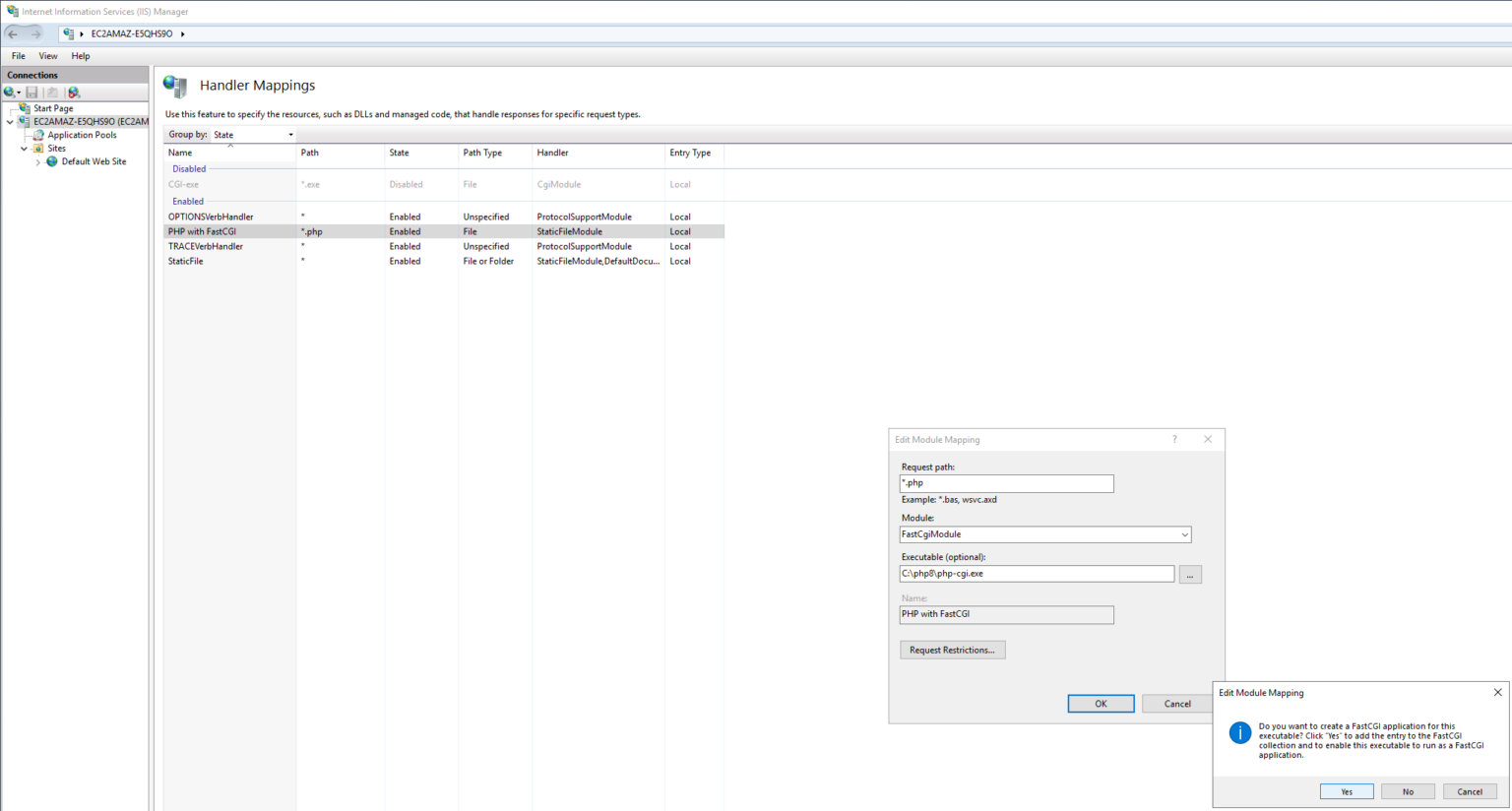 Install Fastcgi php 8 for Windows Server 2019 - Floating Cloud